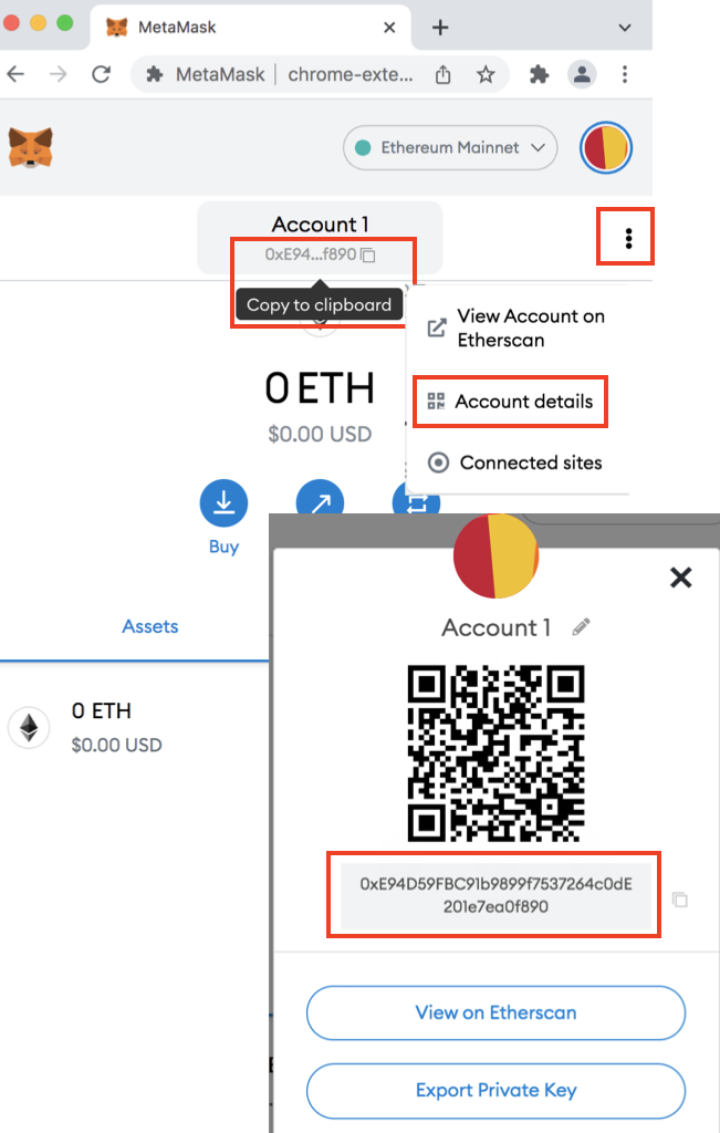 View Ethereum Account Address in MetaMask