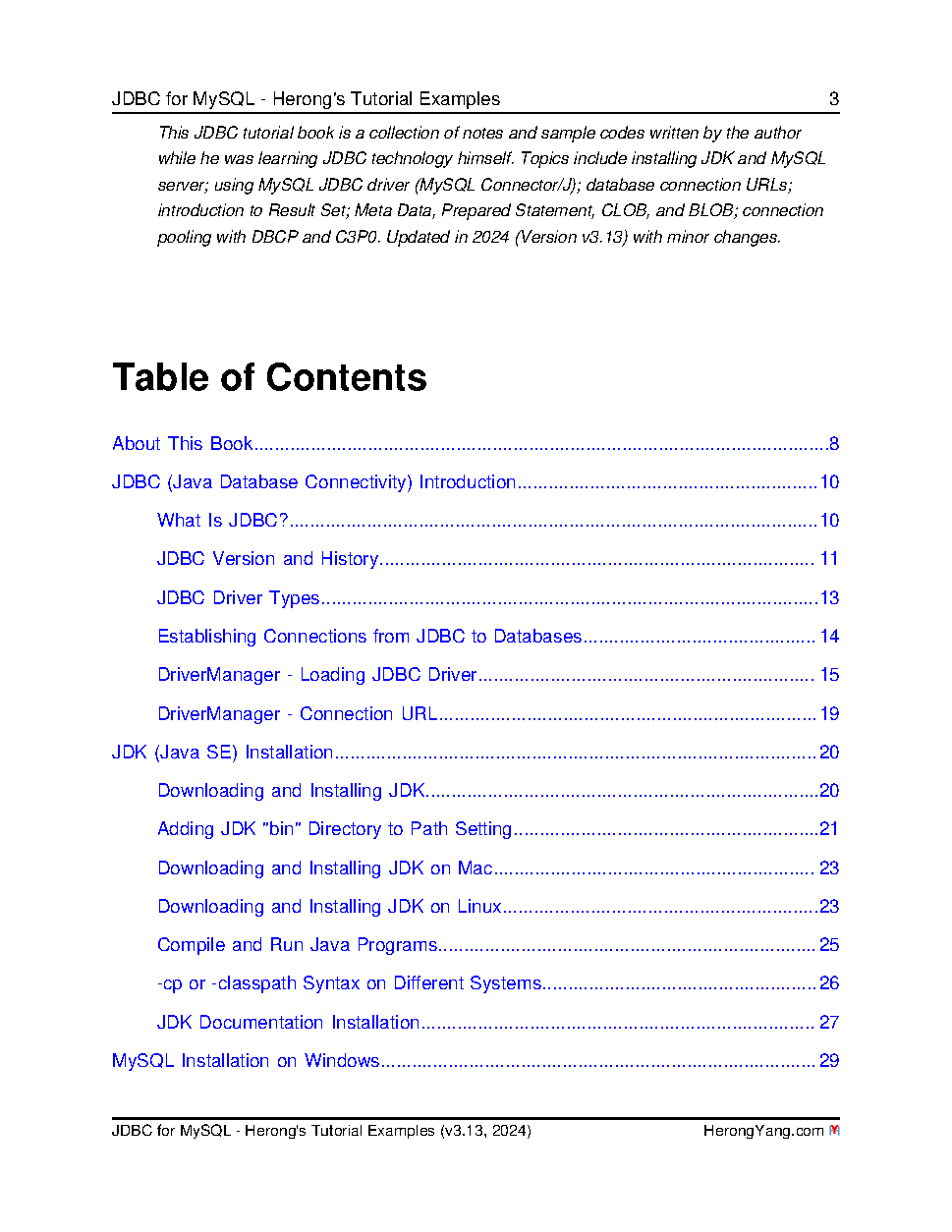 Full Version in PDF/EPUB: JDBC Tutorials
