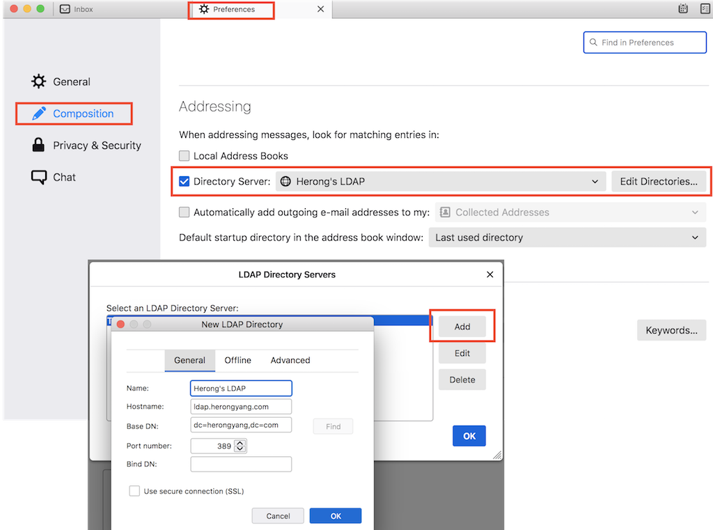 Configure Mozilla Thunderbird to Use LDAP