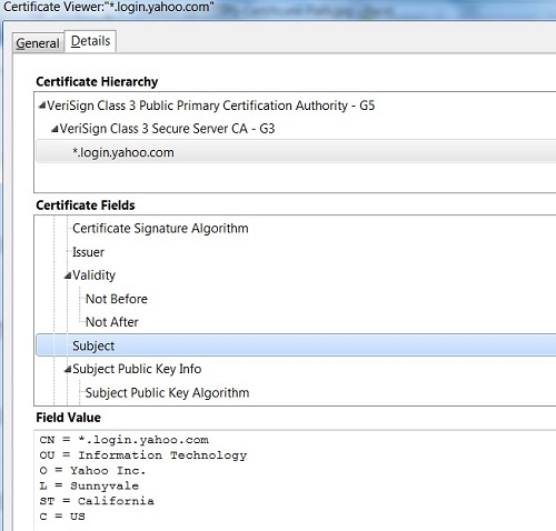 Viewing Server Certificate Path in Firefox 35