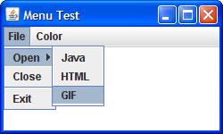 JMenuTest.java - Menu Test Program